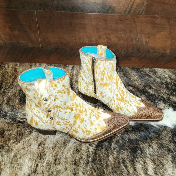 Myra Bag | Shoes | Nwt Cowdie Western Hairon Leather Booties Hair On ...